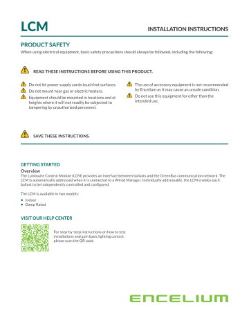 ENCLELIUM LCM Electrical Equipment Instruction manual | Manualzz