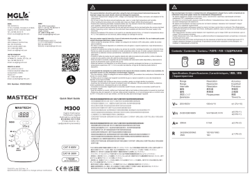 Mastech M300 Digital Multimeter Mode d'emploi | Manualzz