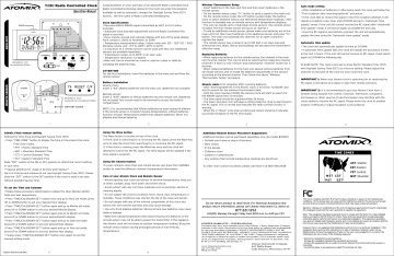ATOMIX 75320A1 Radio Controlled Clock User Manual | Manualzz