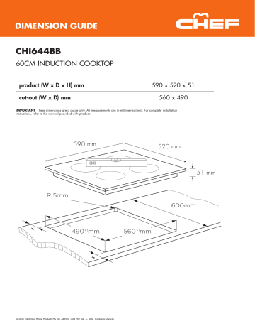 CHEF 60cm Induction Cooktop CHI644BB Installation Guide | Manualzz
