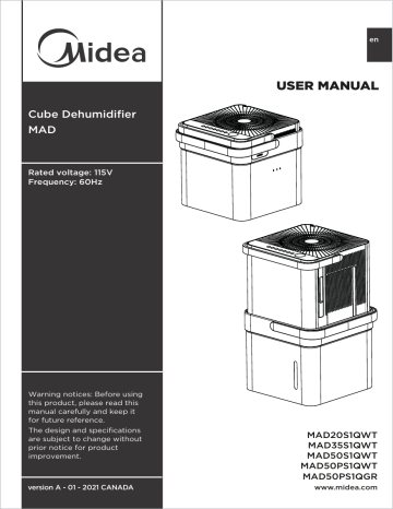 Midea MAD Series Cube Dehumidifier User Manual | Manualzz