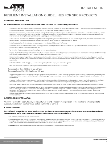Shaw Floors SPC Installation Guide | Manualzz