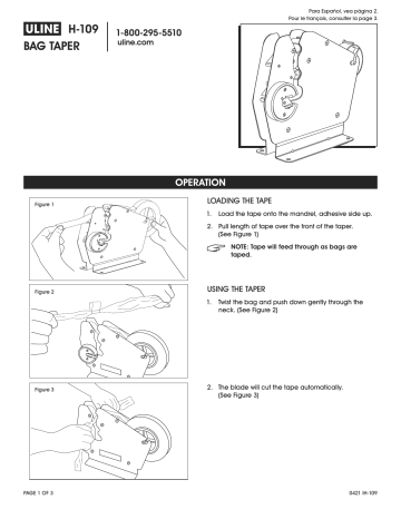 Uline Bag Taper Mode d'emploi | Manualzz