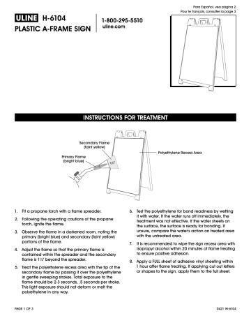 ULINE H-6104 Plastic A-Frame Sign Instructions | Manualzz