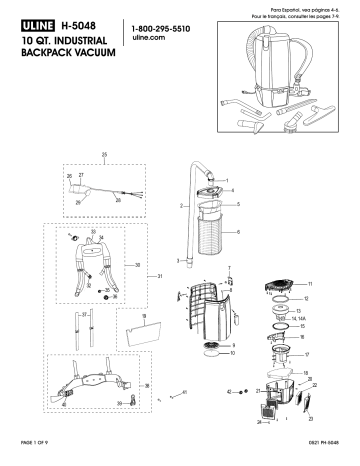Uline H-5048 10 Qt. Industrial Backpack Vacuum User guide | Manualzz