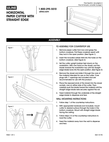 ULINE Horizontal Paper Cutter Installation Guide | Manualzz