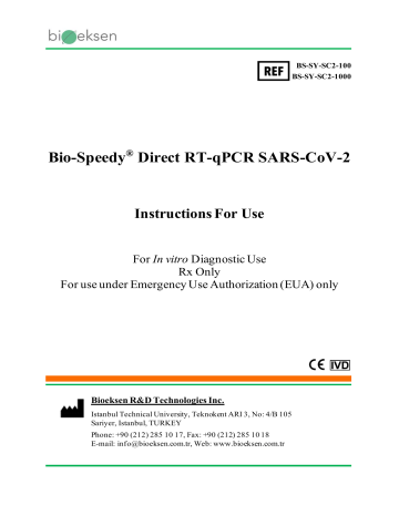 bioeksen Bio-Speedy Direct RT-qPCR SARS-CoV-2 Instruction manual | Manualzz