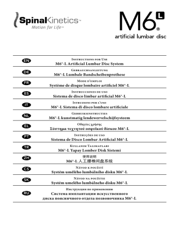 Orthofix M6-L SpinalKinetics Artificial Lumber Disc Bedienungsanleitung ...