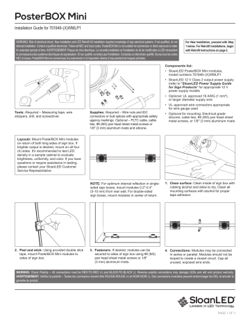 SloanLED 701946-6WMLP1 PosterBOX Mini Mount LED Installation Guide ...