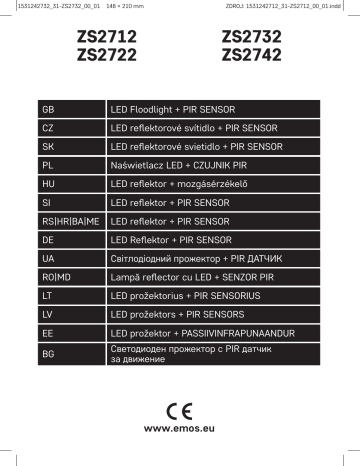 Emos ZS2732 LED Floodlight PROFI Valdymo instrukcijos | Manualzz