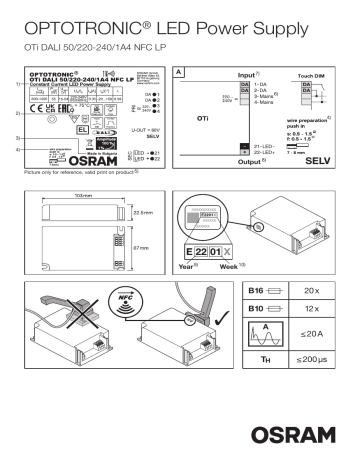 Osram OTi DALI 50/220...240/1A4 NFC LP Manual de utilizare | Manualzz