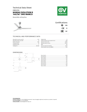 Vortice NORDIK EVOLUTION R 140/56" ORO BIANCO Reversible ceiling fan ...