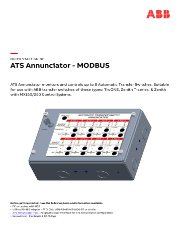 ABB ATS Annunciator Quick Start Guide | Manualzz