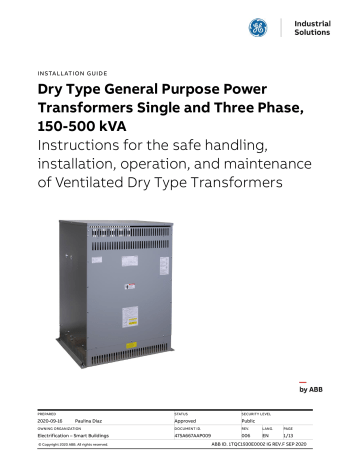 ABB Dry-Type General Purpose Power Transformers, Single and Three Phase ...