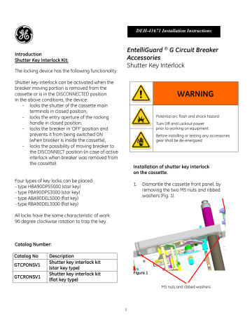ABB EntelliGuard G – Shutter Key Interlock Instructions | Manualzz