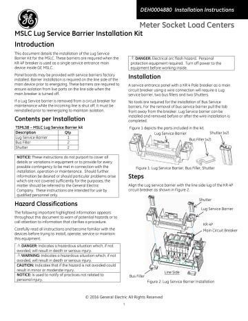 ABB MSLC Lug Service Barrier Installation Instructions | Manualzz