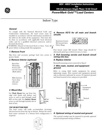 ABB PowerMark Gold Load Centers Instructions | Manualzz