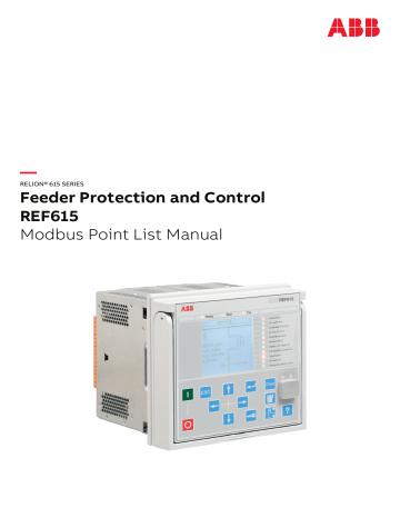 ABB REF615 5.0 FP1 IEC, Feeder Protection Relay, Point List ...