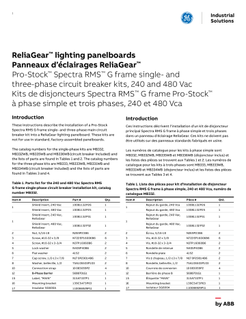 ABB ReliaGear lighting panelboards Installation Instructions | Manualzz