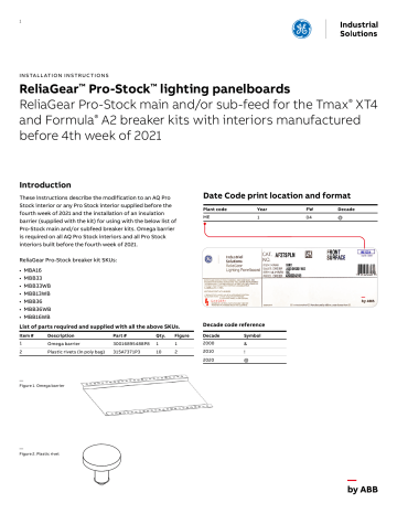 ABB ReliaGear™ Pro-Stock™ lighting panelboards Instructions | Manualzz