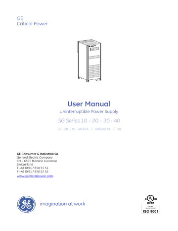 ABB SG Series 10 - 40kVA UPS Operation Manual | Manualzz