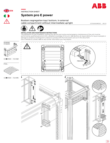 ABB System pro E power TBBS Busbars segregation top-bottom, in external ...
