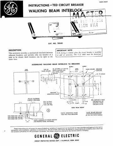 ABB TED Circuit Breaker Walking Beam Interlock Instructions | Manualzz