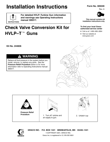 Graco 309349A Check Valve Conversion Kit for HVLP-T Guns Installation ...