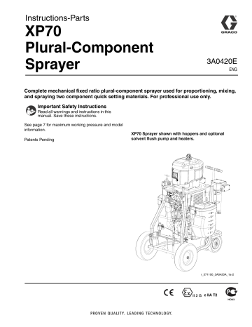 Graco 3A0420E - XP70 Plural-Component Sprayer Instructions | Manualzz