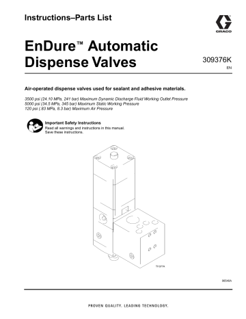 Graco 309376K - EnDure Automatic Dispense Valves Instructions | Manualzz