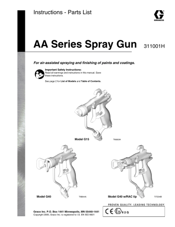 Graco 311001H, G15 and G40 AA Series Spray Guns Instructions | Manualzz