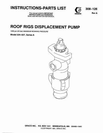 Graco 308126A Roof Rigs Displacement Pump Owner's Manual | Manualzz