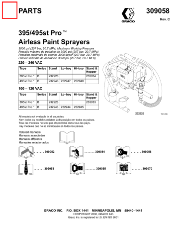 Graco 309058C 395/495st Pro Airless Paint Sprayers Owner's manual ...