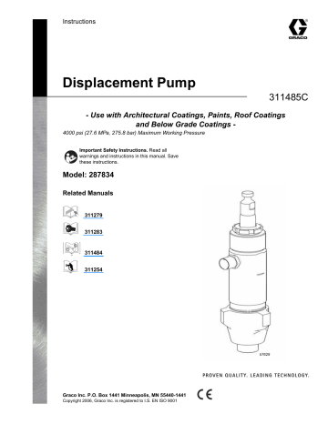 Graco 311485C Displacement Pump Owner's Manual | Manualzz