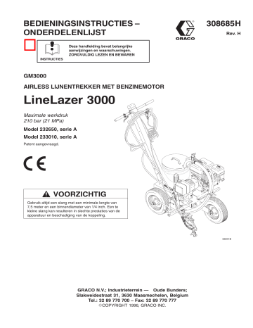 Graco 308685h , LineLazer 3000 airless lijnentrekker met benzinemotor ...