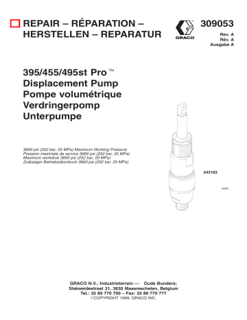 Graco 309053a , 395/455/495st Pro Displacement Pump Owner's Manual ...