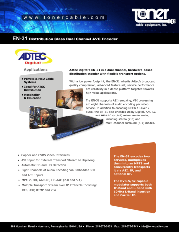Adtec EN-31 Dual Channel AVC Encoder Specifications | Manualzz
