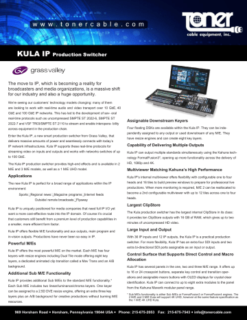 Grass Valley KULA IP Production Switcher Specifications | Manualzz