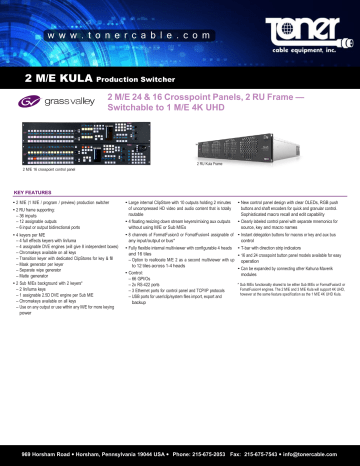 Grass Valley 2 M/E KULA Production Switcher Specifications | Manualzz