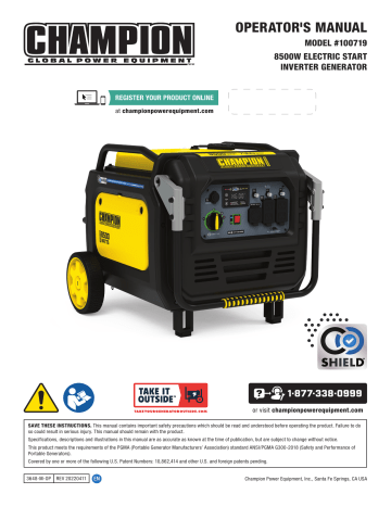 Champion power equipment 100719 8500-Watt Electric Start Inverter with ...