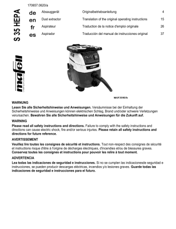 Mafell S 35 HEPA Dust Extractor Operating instructions | Manualzz
