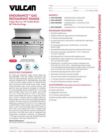 Vulcan 60SC-6B24GB Endurance™ Series Stainless Steel 60" Gas Range 6 ...