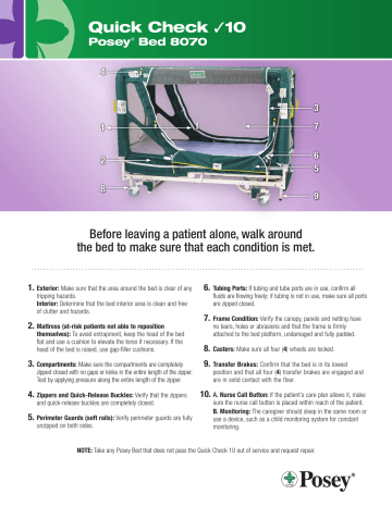 Posey 8070 Bed Quick Check Guide Instructions for use | Manualzz