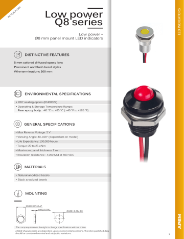 Apem Q8 Low Power Datasheet | Manualzz