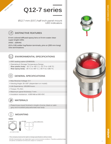 Apem Q12-7 Series Datasheet | Manualzz