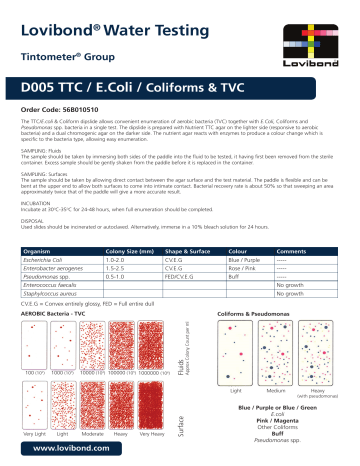 Lovibond Dipslides D005 TTC/Chromogenic Dipslides Instruction manual | Manualzz