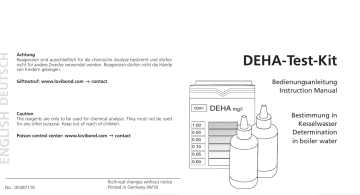 Lovibond Test Kit DEHA Instruction manual | Manualzz