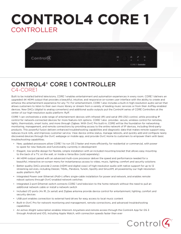Control4 C4-CORE1 CORE 1 Data Sheet | Manualzz
