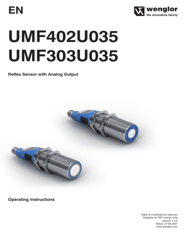 Wenglor UMF402U035 Distance Sensor Operating instructions | Manualzz