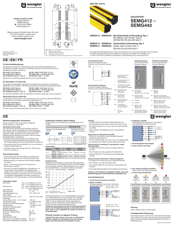 Wenglor SEMG631 Safety Light Curtain Finger Protection Guide | Manualzz